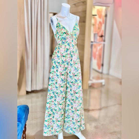 Aakaa | Pants & Jumpsuits | Summer Floral Backless Wide Leg Jumpsuit ...